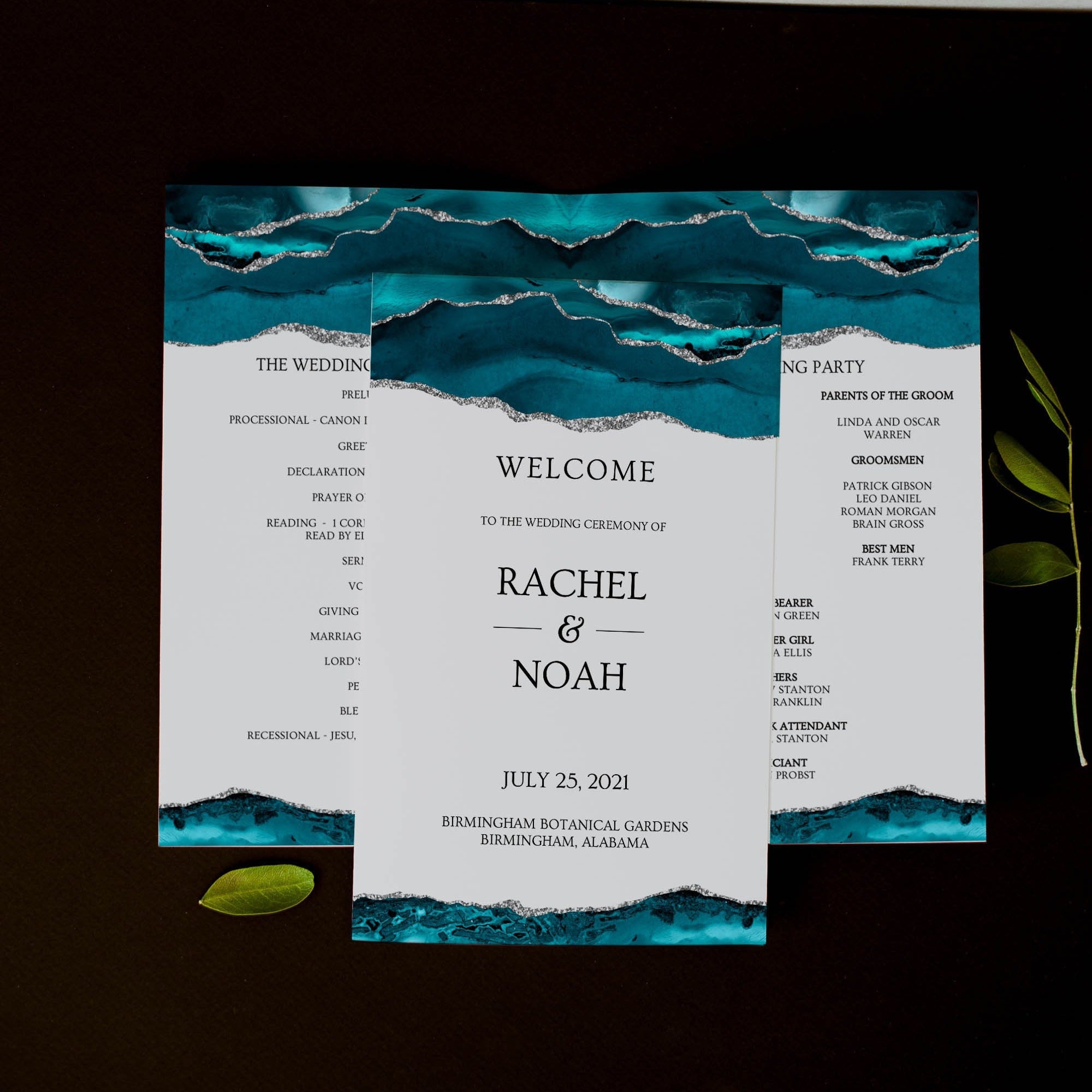 Folded Wedding Program Template Bifold Wedding Program | Etsy