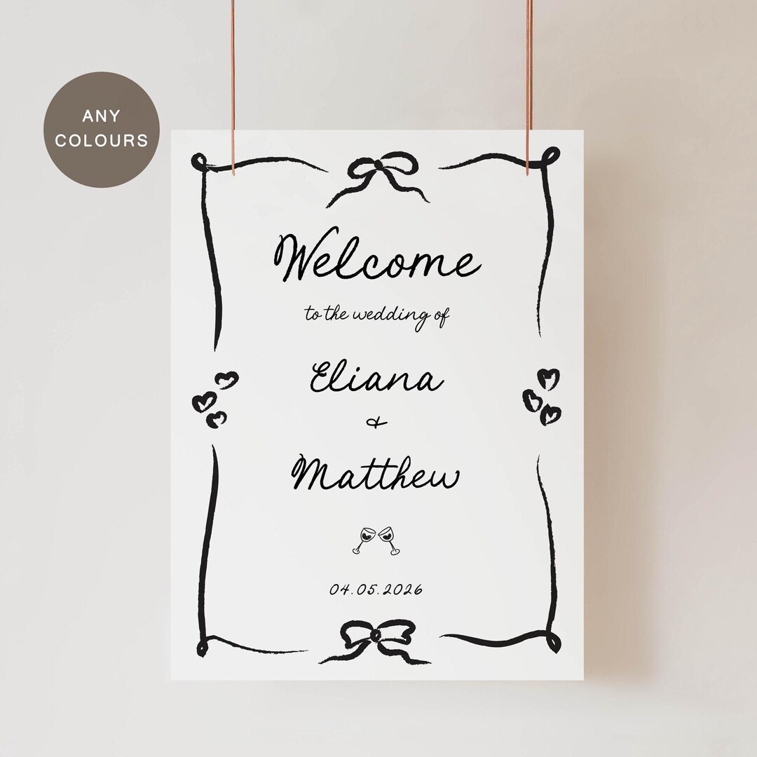 Whimsical Wedding Welcome Sign: Funky Doodle Poster (digital Template ...