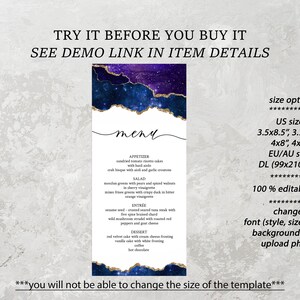 Menu Template Birthday, Menu Card Galaxy, Menu Card Fairytale Decor ...