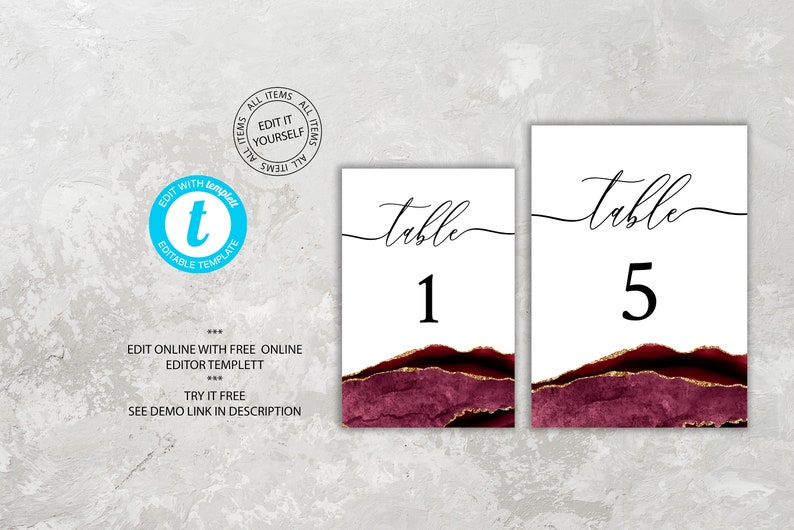 Wedding Table Numbers Template Wedding Table Announcements - Etsy