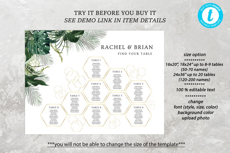 Hexagon Seating Chart Geometric Seating Chart Wedding - Etsy