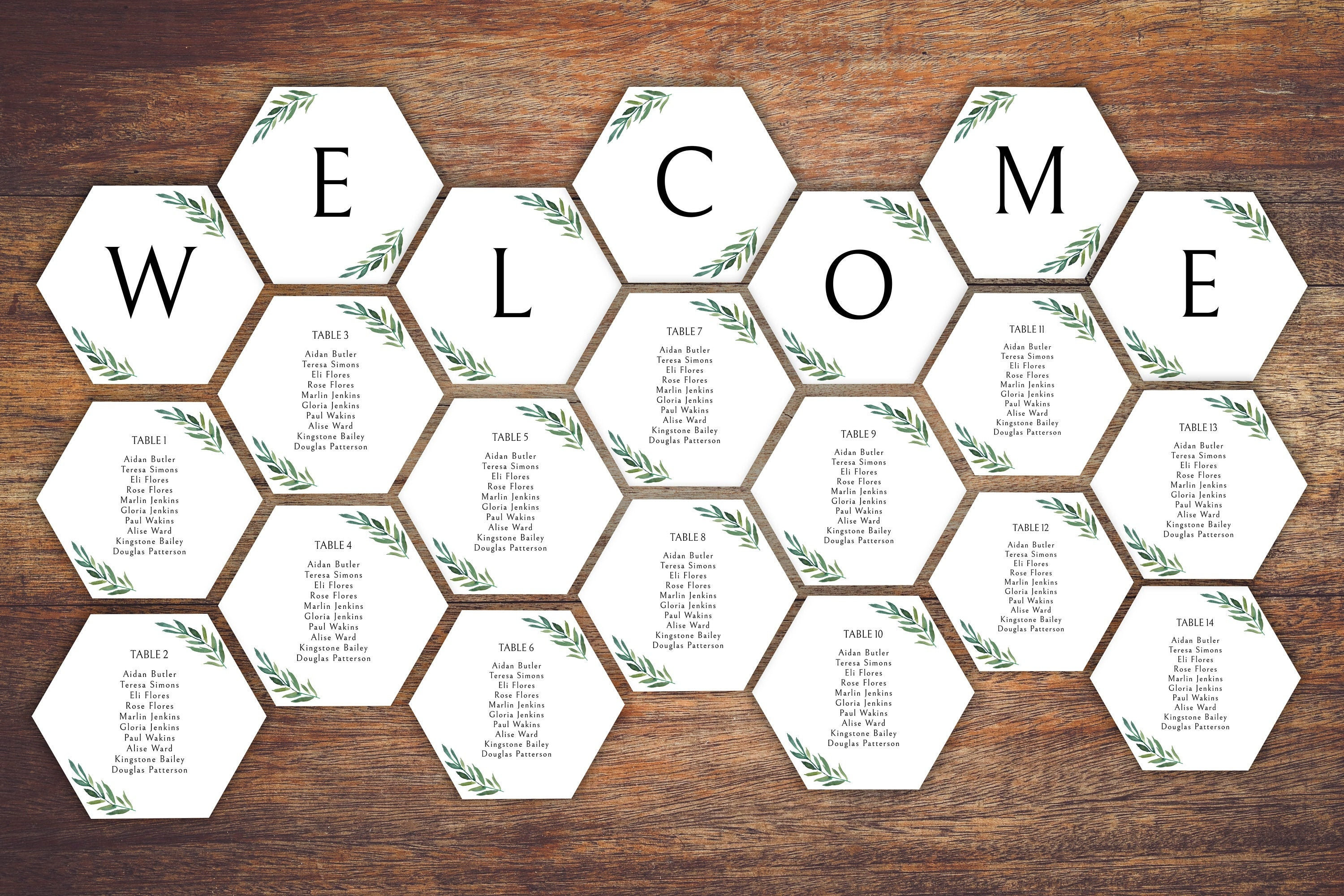 Hexagon Seating Chart Template Wedding Seating Chart - Etsy
