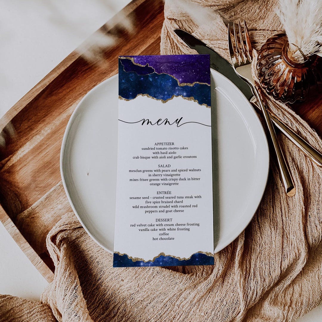Menu Template Birthday, Menu Card Galaxy, Menu Card Fairytale Decor ...