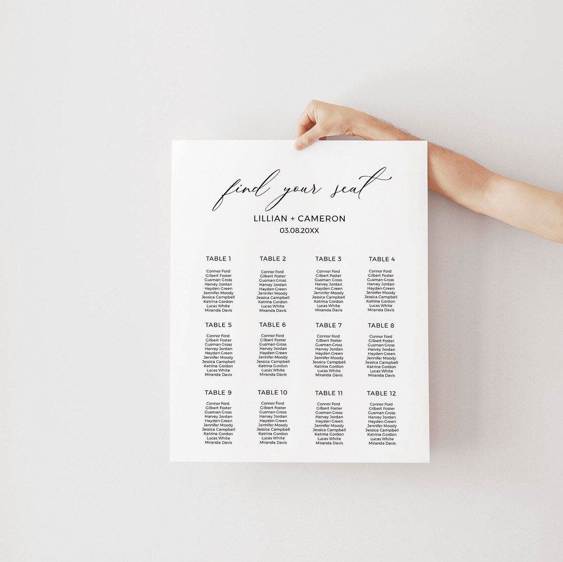 Wedding Seating Chart for Small Wedding Seating Chart - Etsy
