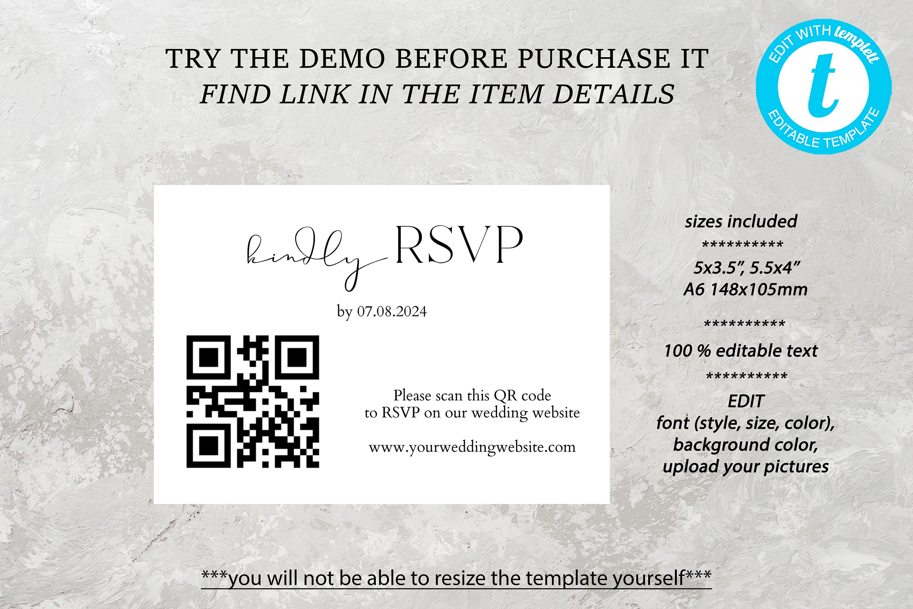 RSVP Online QR Code Response Card Modern Wedding Reply Card - Etsy