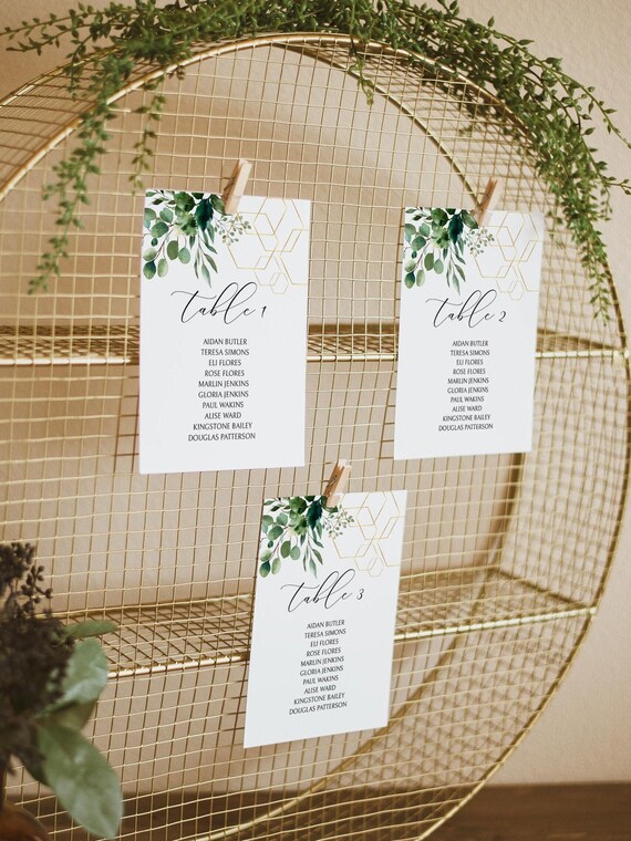 Wedding Seating Table Cards Seating Cards Template Hexagon - Etsy