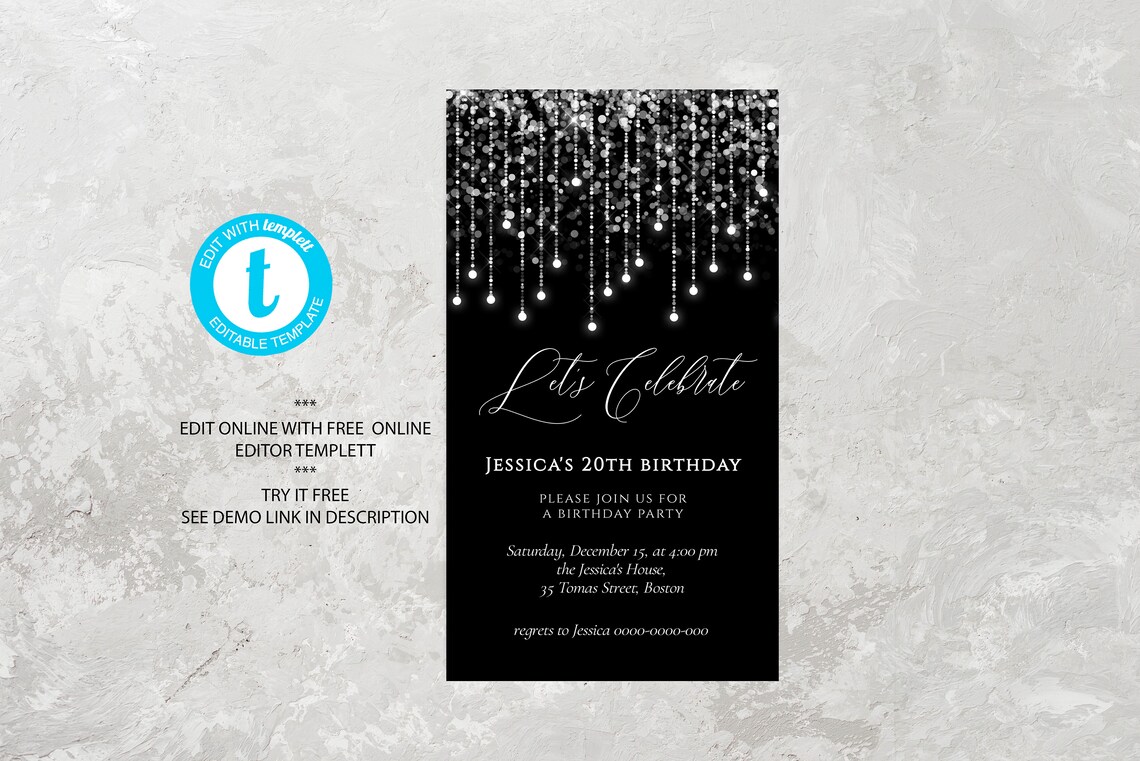 Birthday Invite Electronic Birthday Invitation SMS Birthday - Etsy Canada