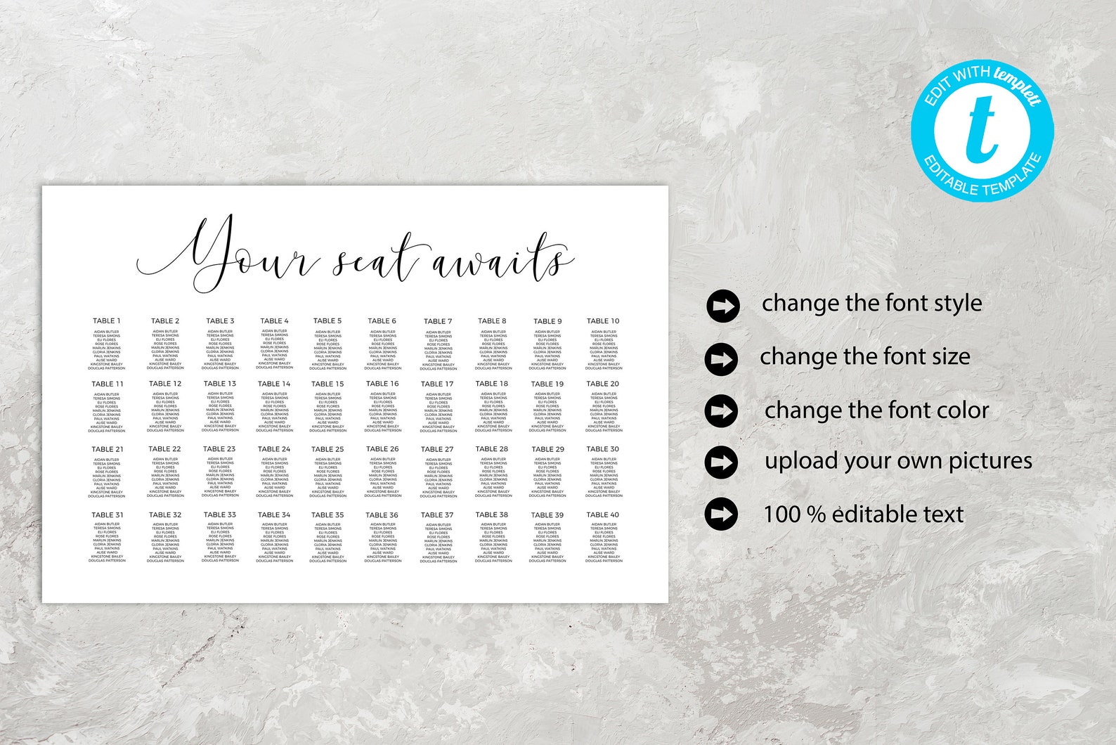 Large Seating Chart for Wedding Wedding Seating Chart 40 | Etsy
