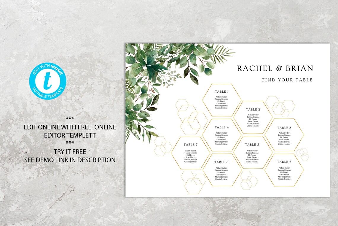 Wedding Seating Chart Hexagon Wedding Seating Chart - Etsy
