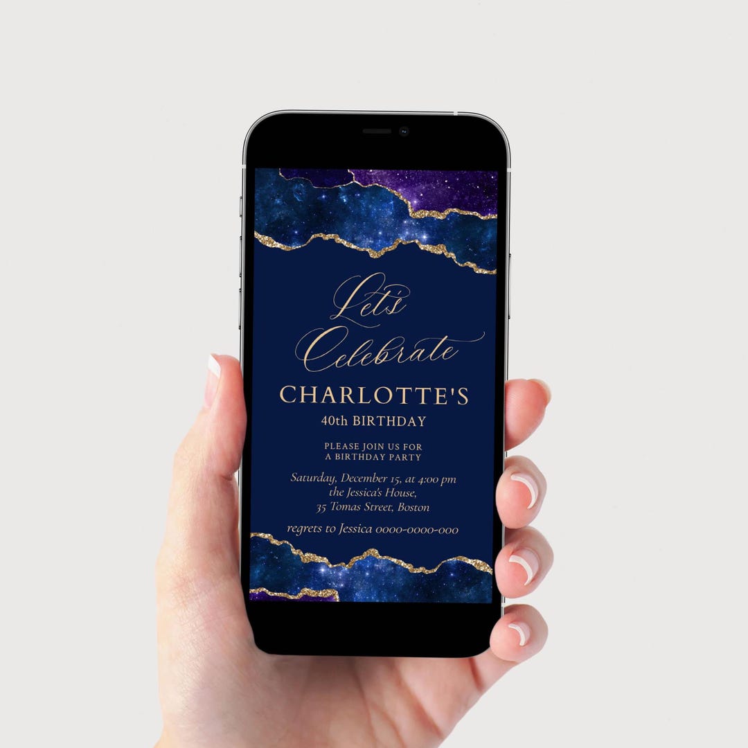 Galaxy Birthday Party Invitation Template: All Text Editable ...