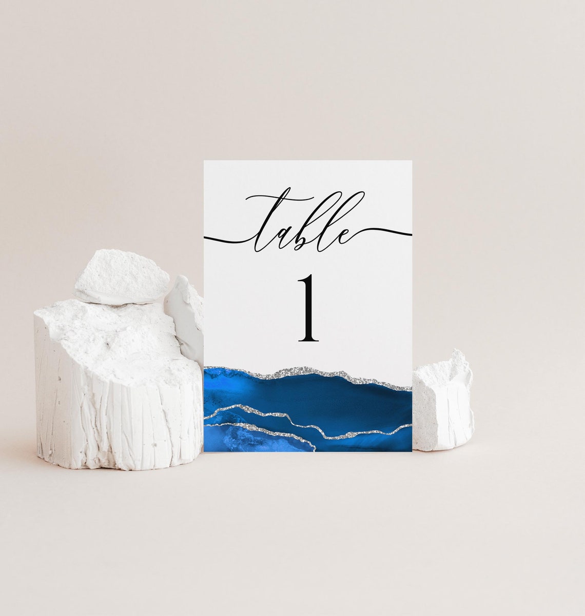Table Number Card Printable Table Number Royal Blue and - Etsy