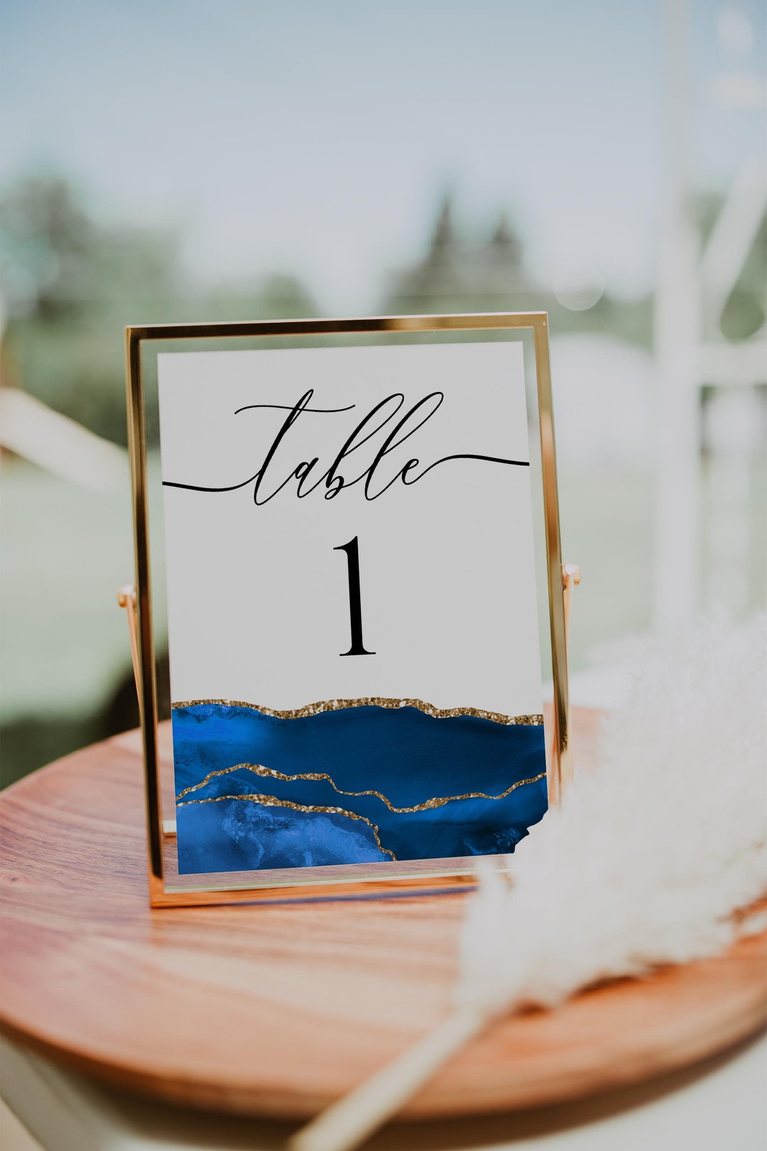 Table Number Card Printable, Table Number Royal Blue and Gold, Wedding ...