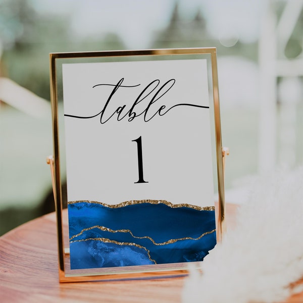 Royal Blue and Gold Table Numbers - Etsy