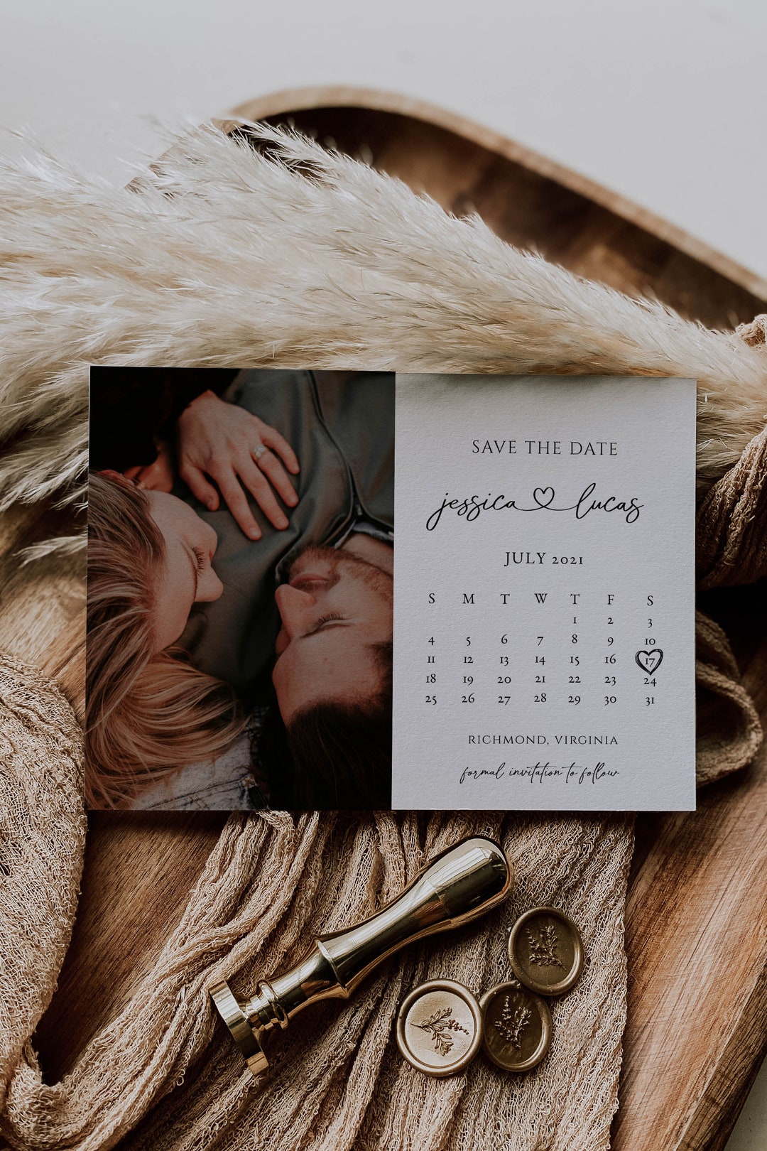 Calendar Save the Date Template, Save the Date With Photo, Editable ...