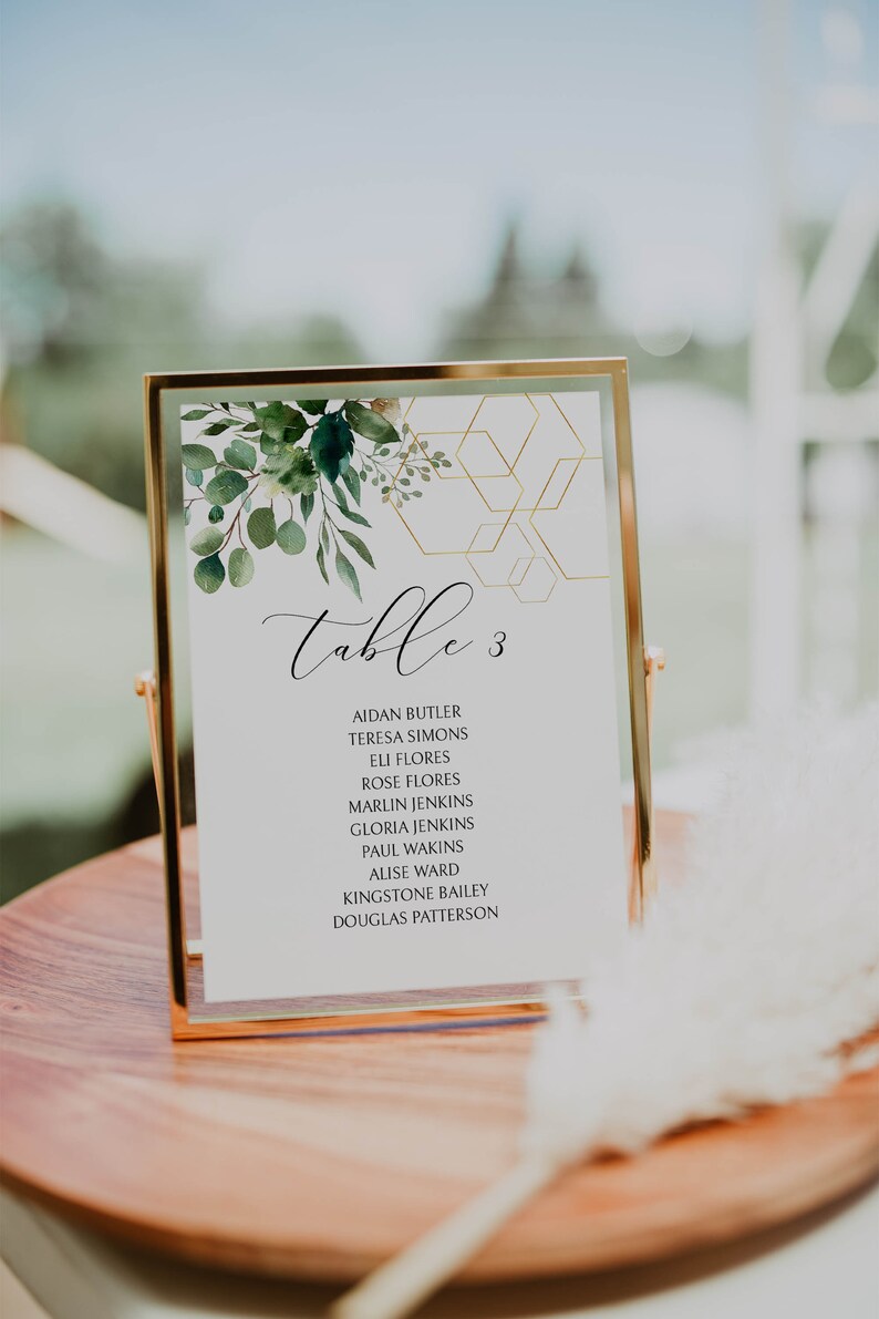 Wedding Seating Table Cards Seating Cards Template Hexagon - Etsy