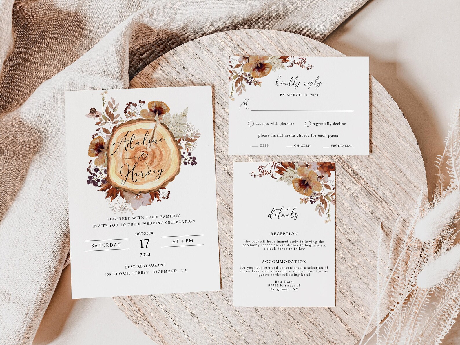 Wedding Invitation Fall Wedding Invitation Rustic Autumn - Etsy