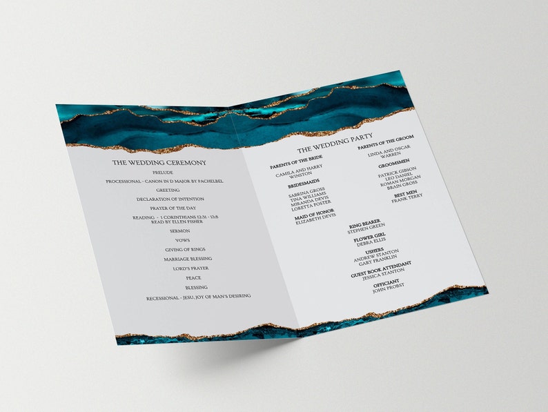 Wedding Program Booklet Template Bifold Wedding Program - Etsy