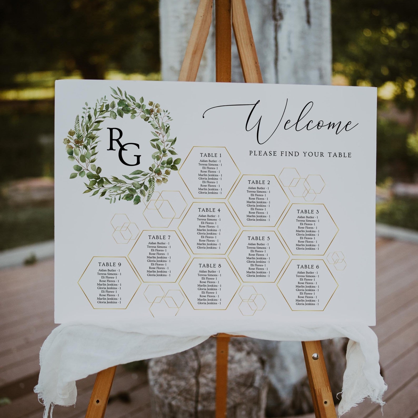 Wedding Seating Chart Hexagon Template, Geometric Seating Chart, Small ...