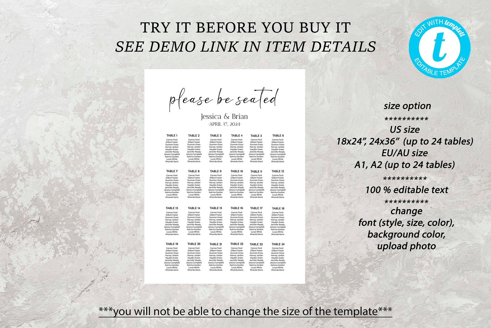 Wedding Seating Chart 24 Tables, Wedding Seating Chart Sign, Wedding ...