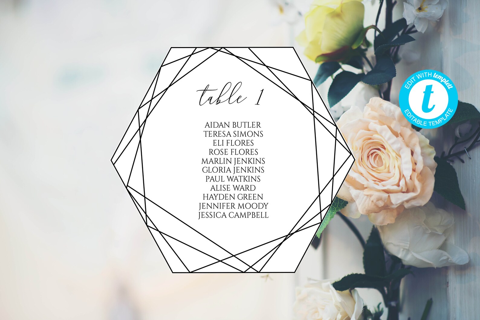 Hexagon Wedding Seating Chart Template Wedding Seating Cards - Etsy