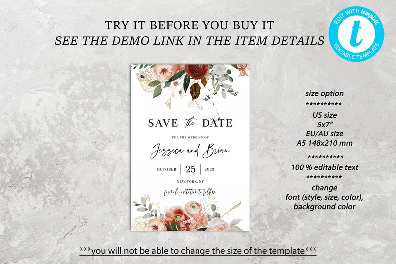 Save the Date Template Fall Save the Date Autumn Save the - Etsy