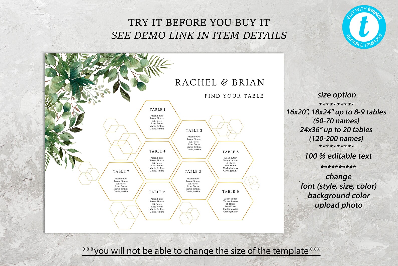 Wedding Seating Chart Hexagon Wedding Seating Chart - Etsy