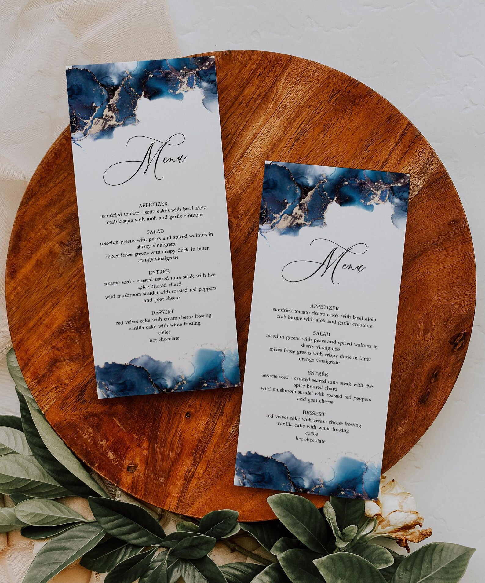 Wedding Menu Card Template Wedding Menu Card Blue Dinner | Etsy