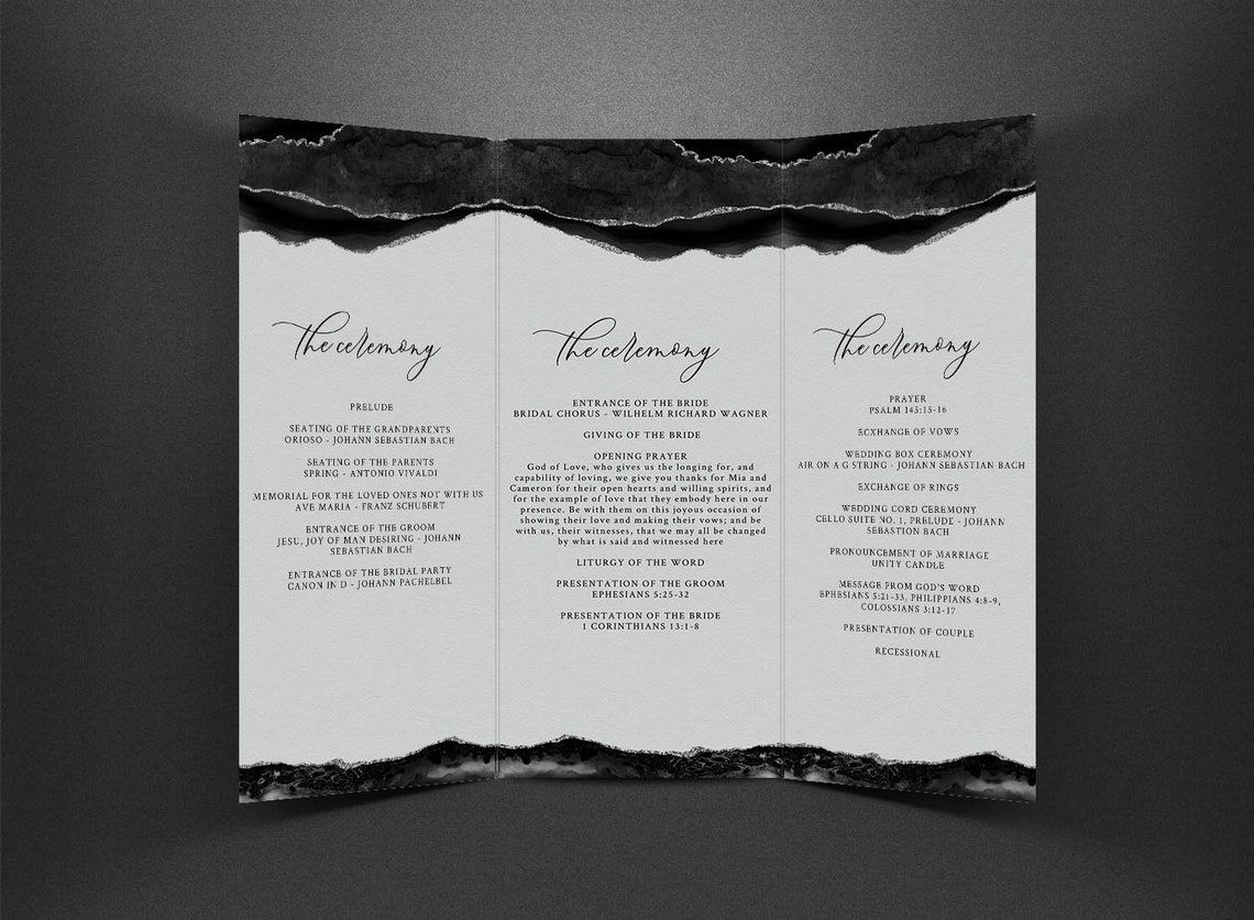 Trifold Wedding Program Template Folding Program Wedding - Etsy