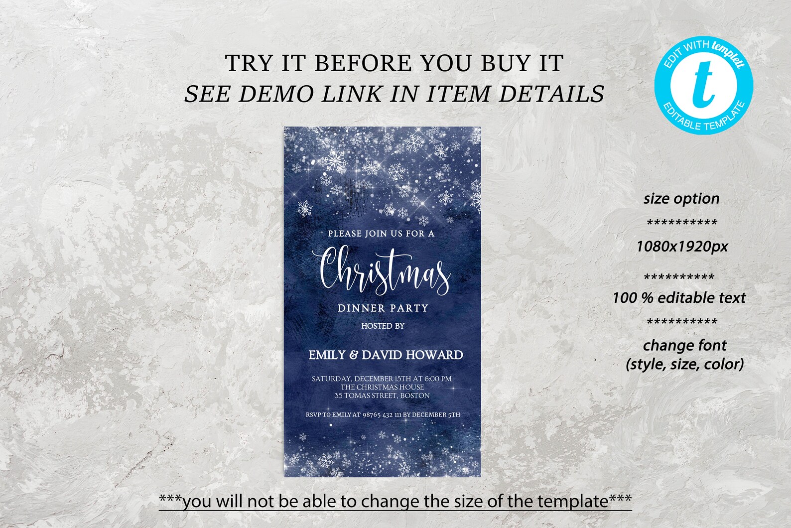 Blue Christmas Party Invite Digital Invitation Electronic - Etsy