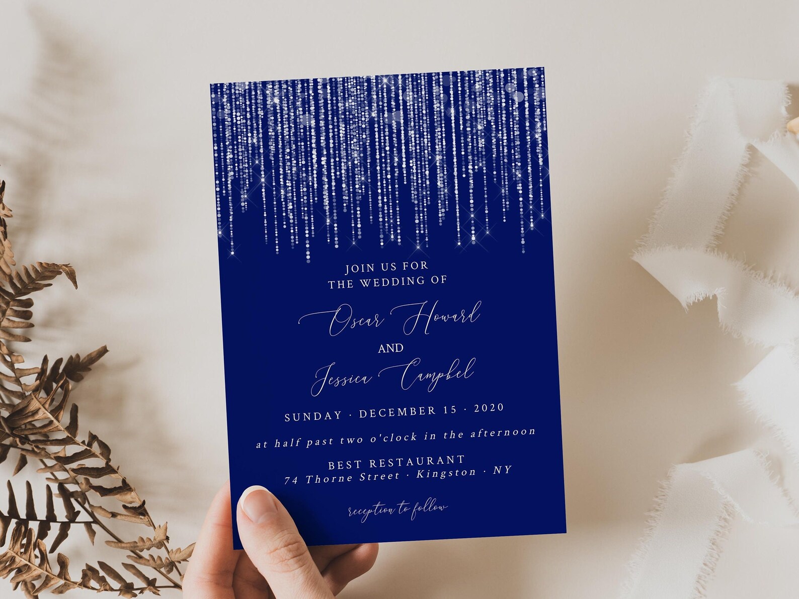 Blue and Silver Wedding Invitation Invitation Template Fairy - Etsy