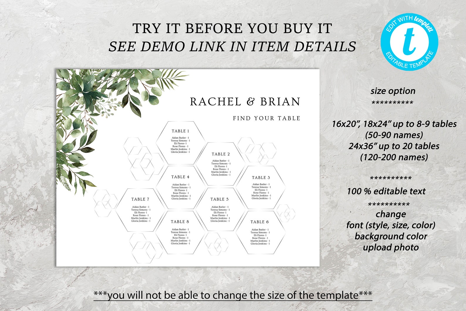 Silver Hexagon Seating Chart Geometric Seating Chart Small | Etsy