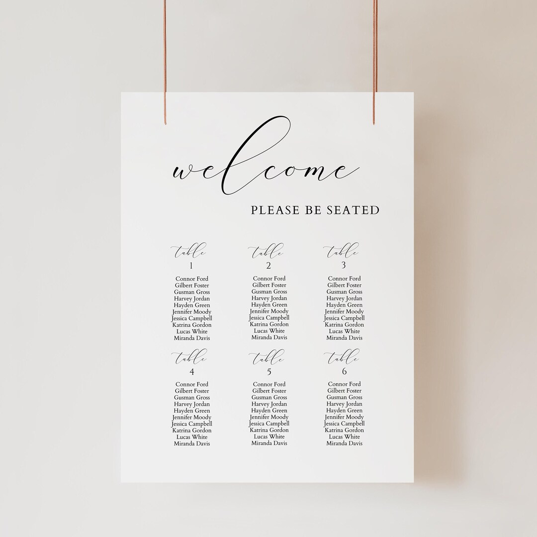Wedding Seating Chart 6 Tables, Small Wedding Seating Chart Board ...