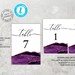 Purple and Gold Table Number Template, Wedding Table Decorations, Table ...