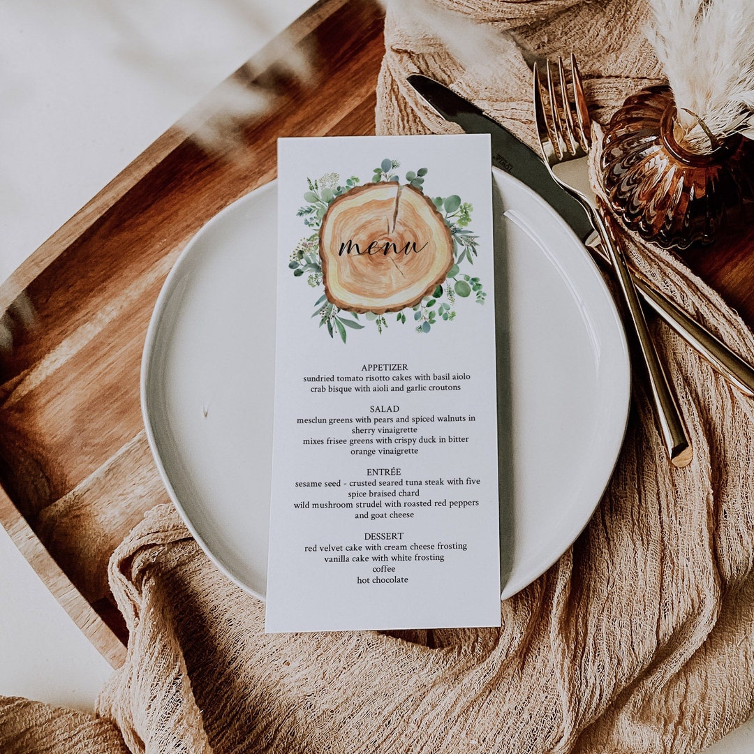 Rustic Wedding Menu Template, Wedding Menu Country Barn, Outdoor Menu ...