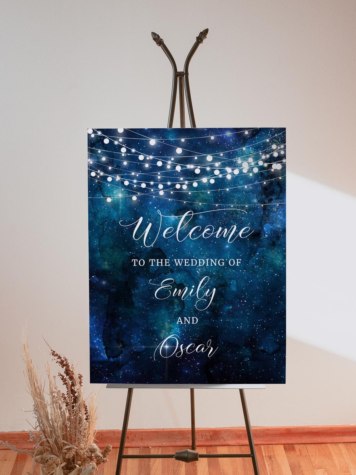 Celestial Wedding Welcome Sign: Starry Night Galaxy (editable Text ...