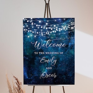 Celestial Wedding Welcome Sign: Starry Night Galaxy (editable Text ...