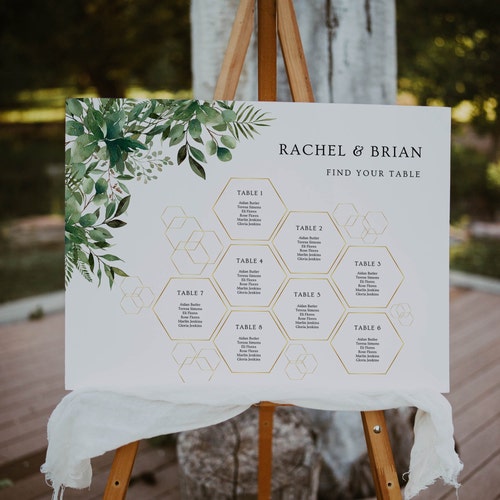 Wedding Seating Chart Hexagon Template Geometric Seating - Etsy