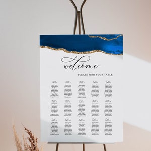 Wedding Seating Chart Royal Blue and Gold, Seating Chart Plan, Seating ...