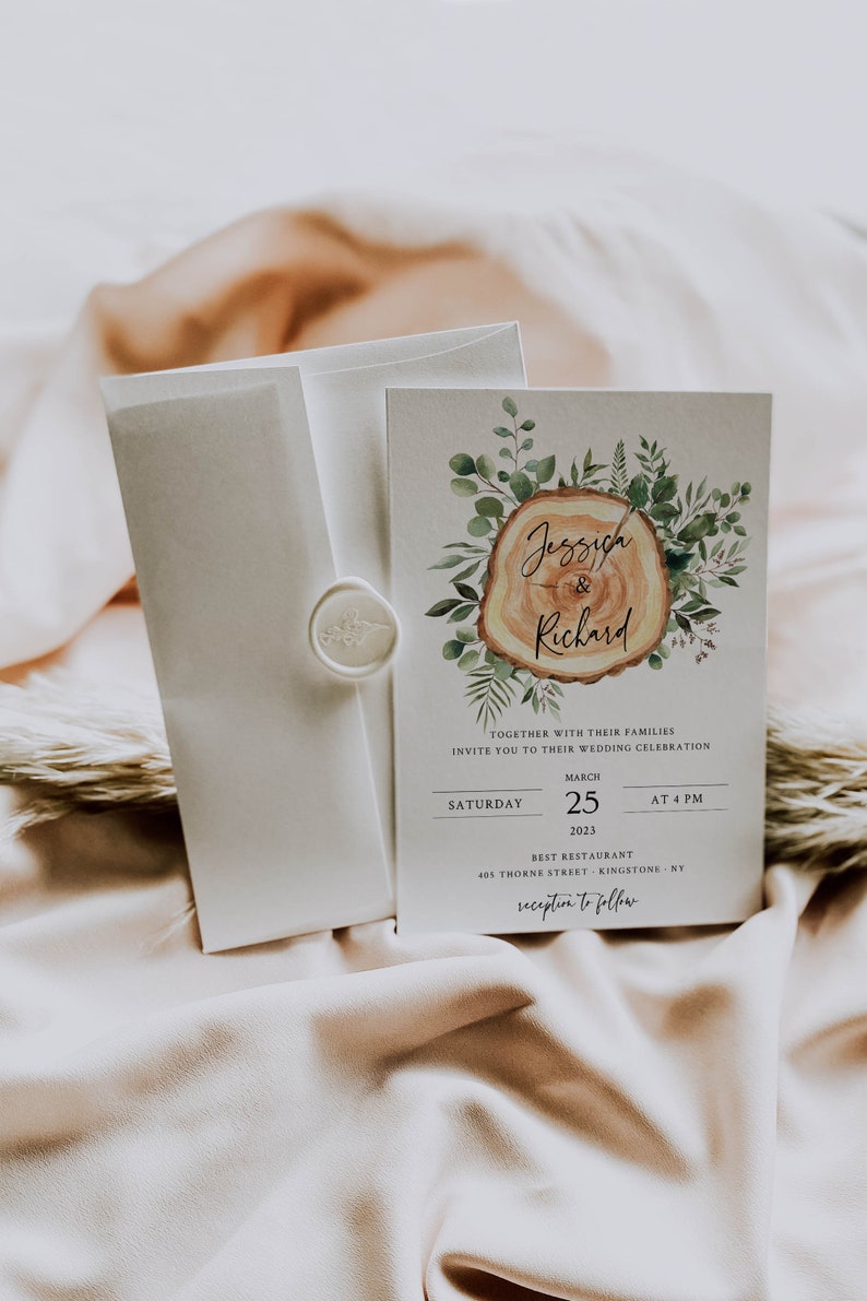 Rustic Wedding Invitation Forest Wedding Invitation Template - Etsy