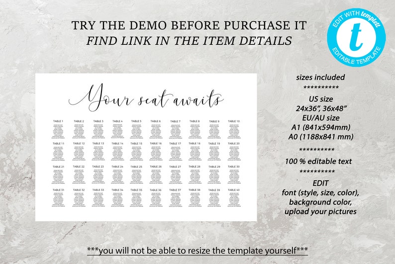 Large Seating Chart for Wedding Wedding Seating Chart 40 | Etsy