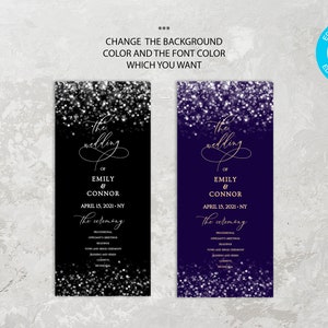 Black and Silver Programs, Ceremony Program Template, Wedding Program ...