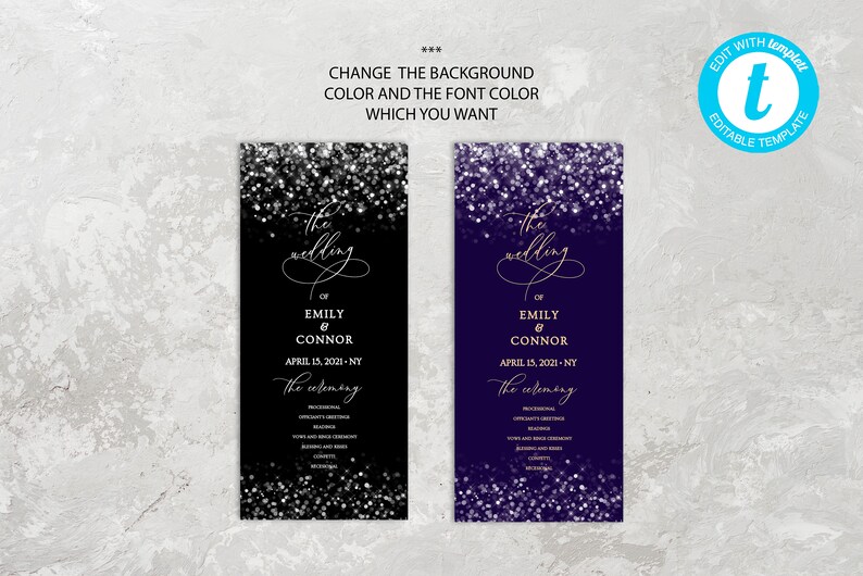 Black and Silver Programs Ceremony Program Template Wedding | Etsy