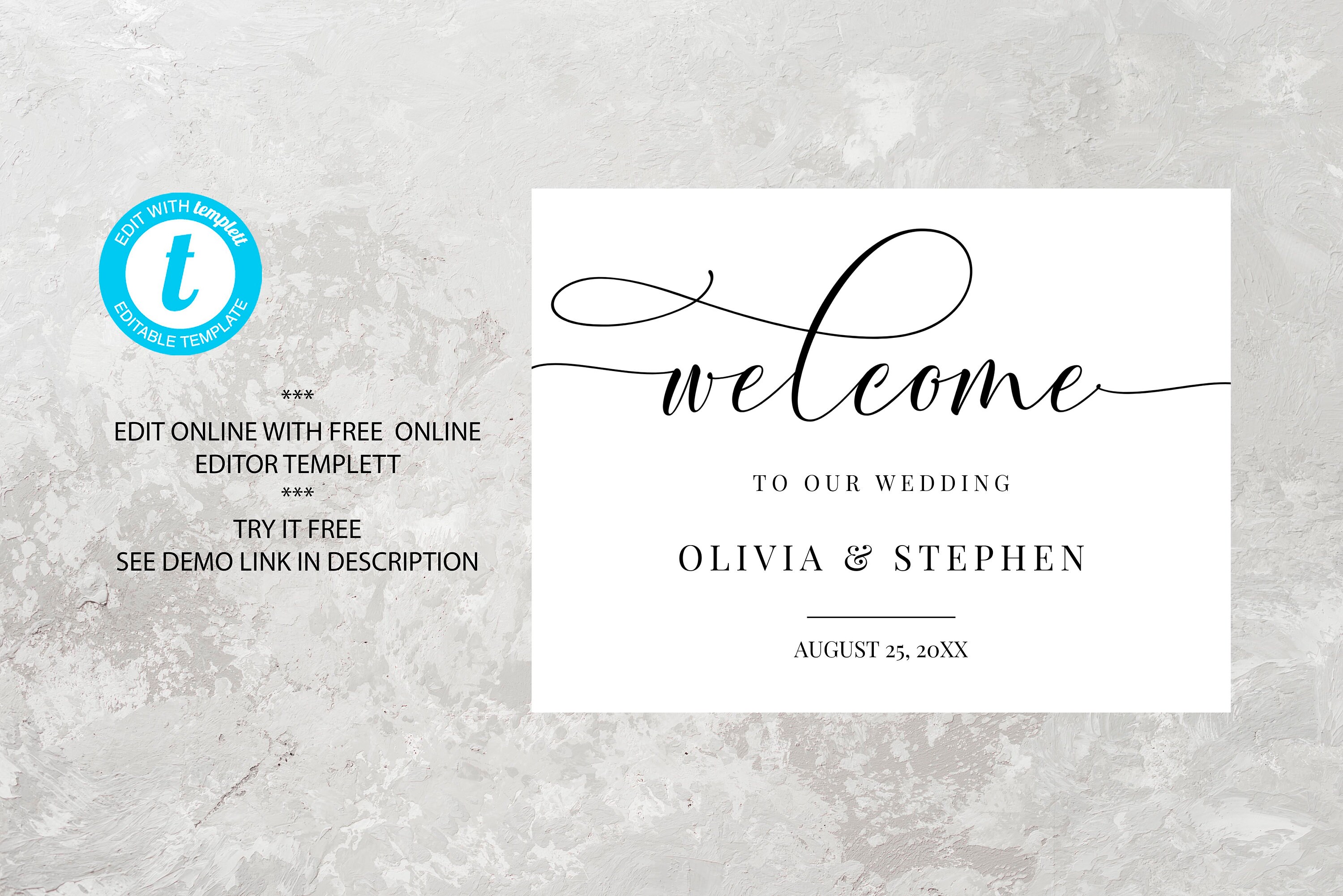 Welcome Sign Wedding Modern Welcome Sign Minimalist Welcome - Etsy