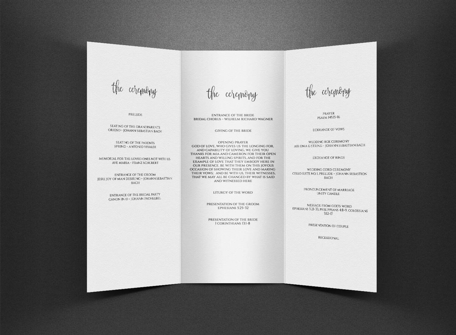 Trifold Wedding Program Printable Wedding Program Template | Etsy