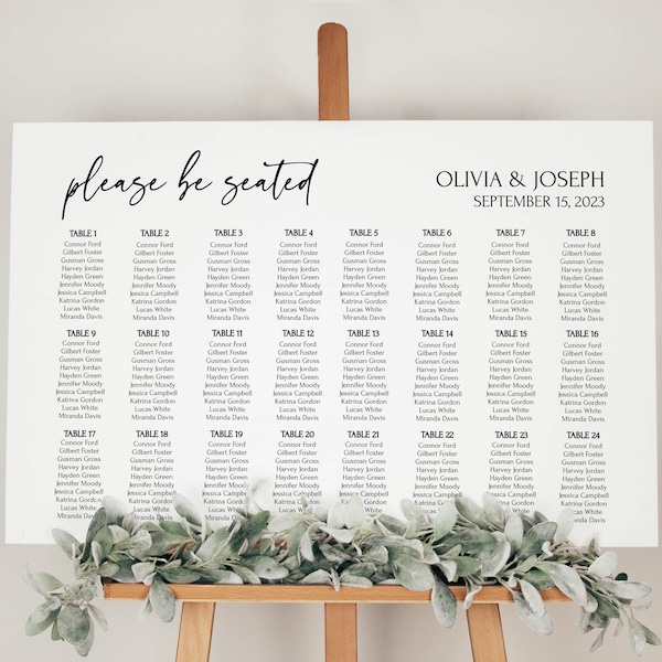 Wedding Table Seating Chart - Etsy