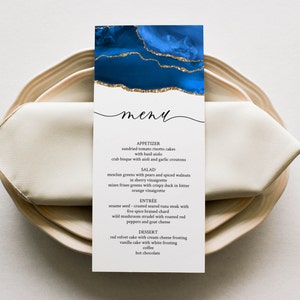 Wedding Menu Royal Blue and Gold, Wedding Menu Template, Birthday Party ...