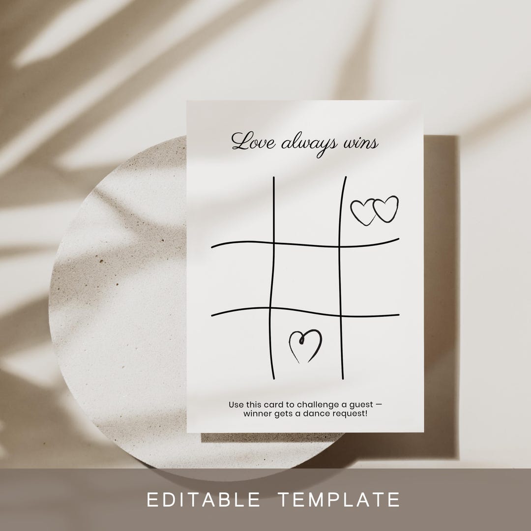 Printable Tic Tac Toe Game: Editable Wedding Reception Activity ...