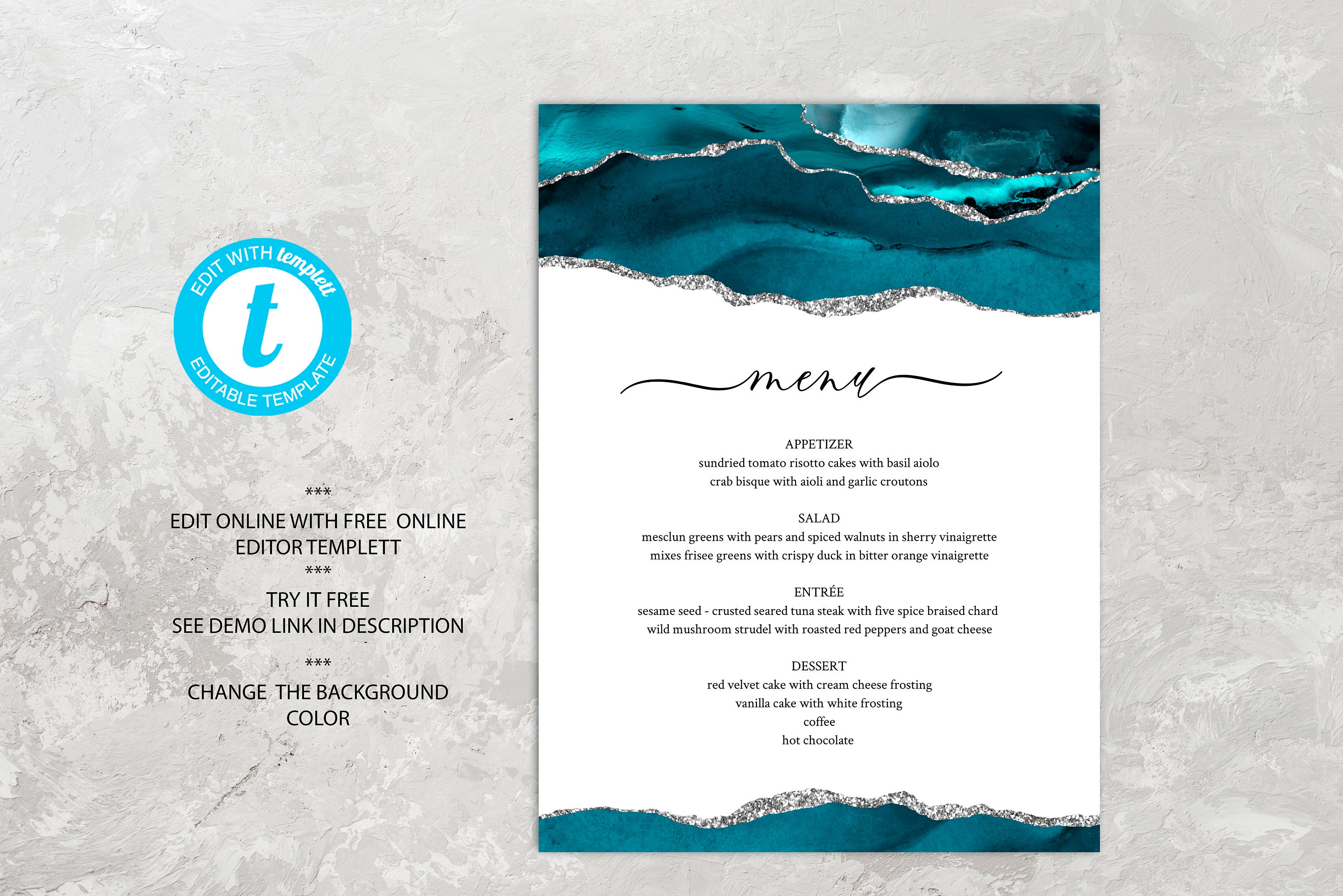 Wedding Menu Sign Wedding Menu Signage Menu Card Teal and | Etsy