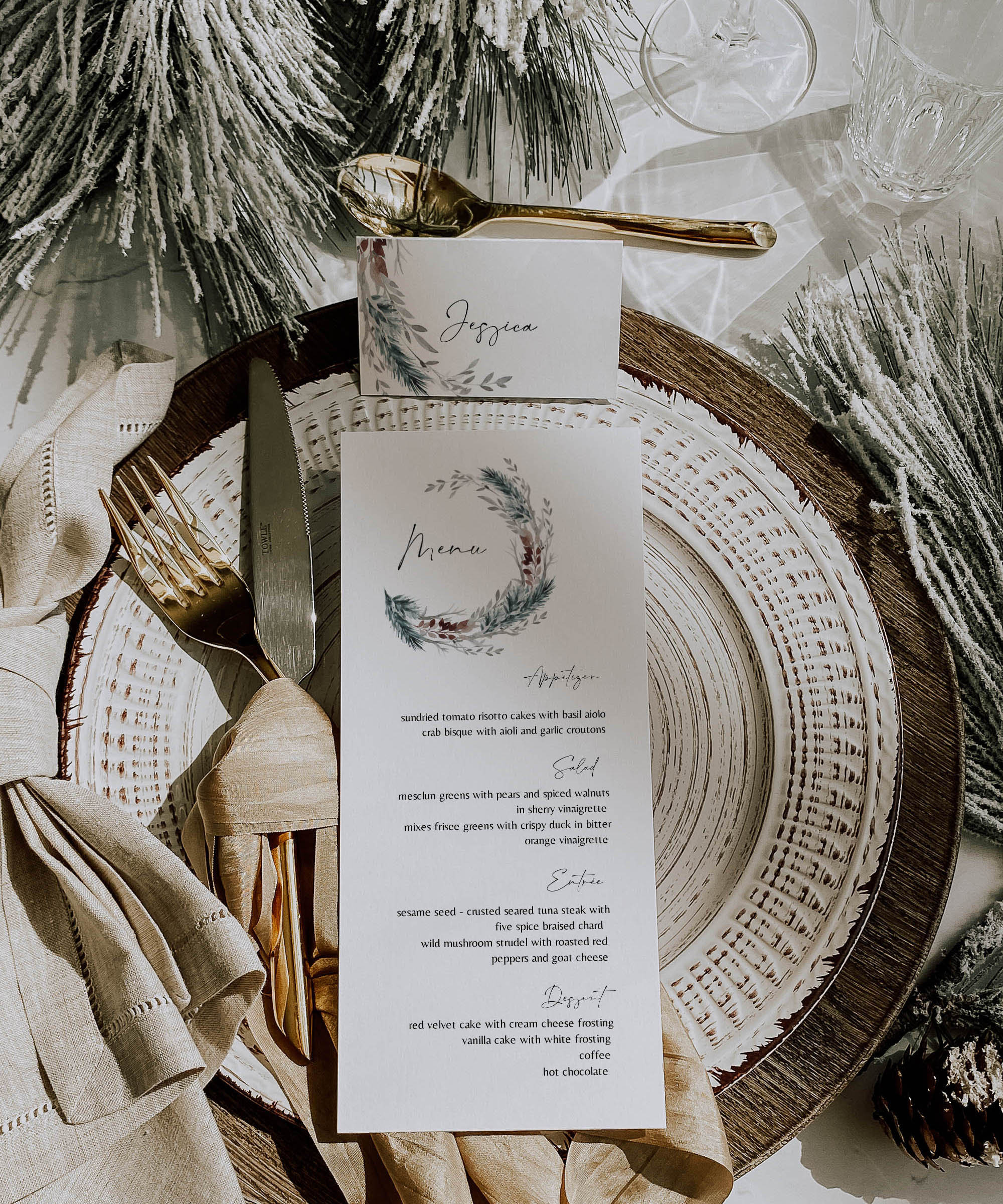 Christmas Menu Card With Place Card Menu Card Template Menu - Etsy