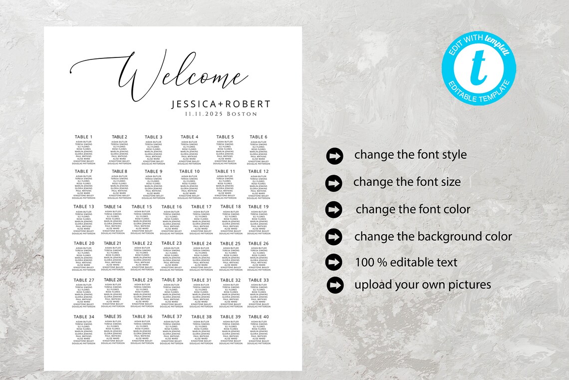 Wedding Seating Chart 36x48 Large Wedding Seating Chart Sign - Etsy